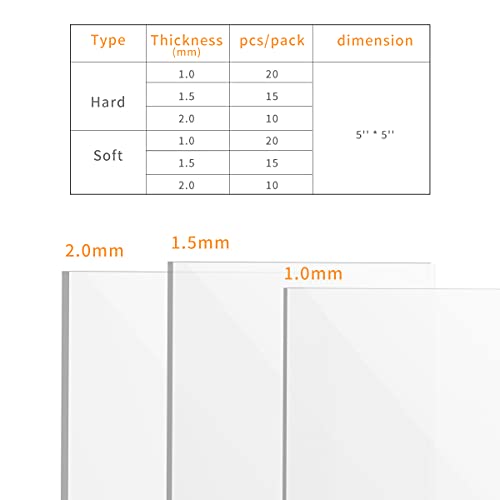 LVCHEN Dental Lab Splint Thermoforming Material Vacuum Forming Hard Sheets 5'' x 5'' (1.0mm 20 pcs)