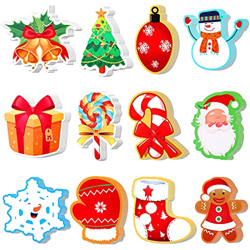60 Pieces Christmas Mini Cut-Outs Assorted Holiday Cut-Outs 12 Designs Santa Claus Stocking Xmas Tree Snowflake Bells Classroom Winter Decoration for Kids Bulletin Border School Office Party Favor