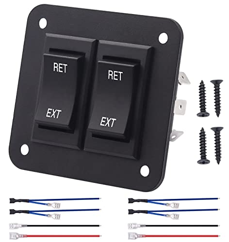TWTADE 2 Pcs Momentary Polarity Reverse Rocker Toggle Switch Control Motor RV Power Jack Forward Reverse 20A 50V DC/15A 250V AC 6 Pin 3 Position (ON)-Off-(ON) with Panel and Wire