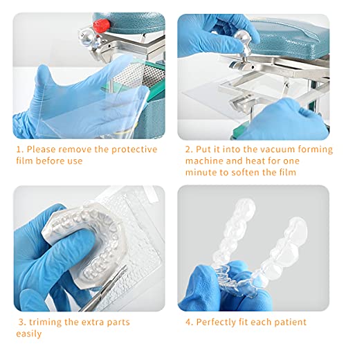 LVCHEN Dental Lab Splint Thermoforming Material Vacuum Forming Hard Sheets 5'' x 5'' (1.0mm 20 pcs)