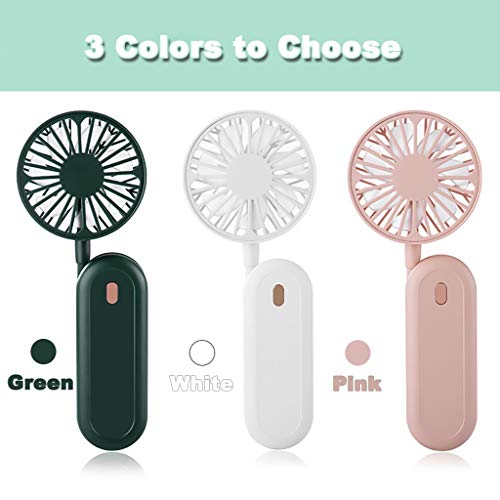 YMLHOME Portable Handheld Fan Baby Stroller Fan Neck Fan Mini Fan for Hand, Neck, Stroller, Desk - USB Rechargeable, 3 Speed Adjustable with Flexible Stand (Green)