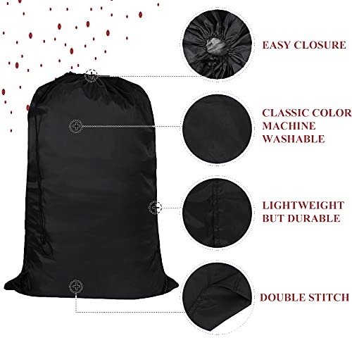 Laundry Bag with Strap, Machine Washable Large Dirty Clothes Organizer, Clothes Storage Easy Fit a Laundry Hamper or Basket, Can Carry Up to 4 Loads of Laundry, Bonus Reusable Tote (Black - Hot Pink)