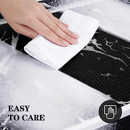ASPMIZ 2 PCS Kitchen Rugs Non Slip, Black Marble Kitchen Mats Cushioned Anti Fatigue, Comfort Standing Mat for Kitchen Floor, Marble Kitchen Rugs Sets of 2 Washable, 18'' x 48'' + 18'' x 30''