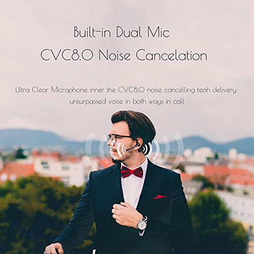 Lymoc Wireless Earbuds,Dual Mic Bluetooth Earpiece Headset 5.1 Trucker Handsfree Earphones for Cell Phones ENC Noise Cancelling CVC8.0 Headphone 16 Hours Talktime for Business/Driving/Office-