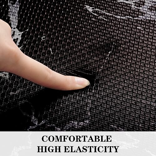 ASPMIZ 2 PCS Kitchen Rugs Non Slip, Black Marble Kitchen Mats Cushioned Anti Fatigue, Comfort Standing Mat for Kitchen Floor, Marble Kitchen Rugs Sets of 2 Washable, 18'' x 48'' + 18'' x 30''