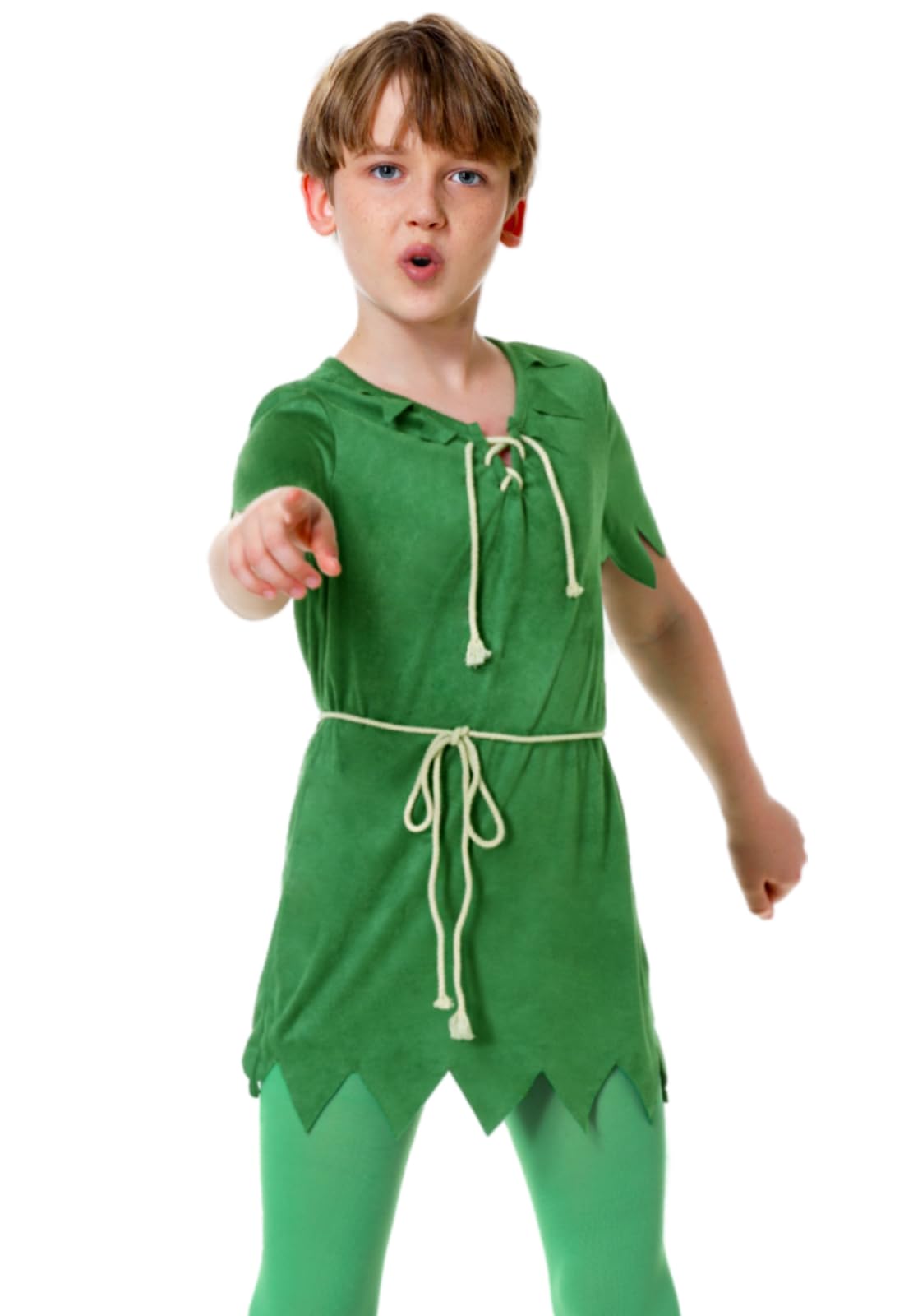 Remimi Boy Peter Pan Dress Girls Halloween Tunic Green Peter Clothing 11-12 Years