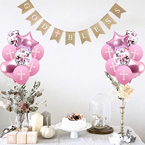 God Bless Banner Baptism, Baptism Decorations Girl, Confirmation Balloons, First Communion Balloons, Cross Balloons for Baptism, Baptism Cross Balloons, Baptism Decorations, Baby Shower