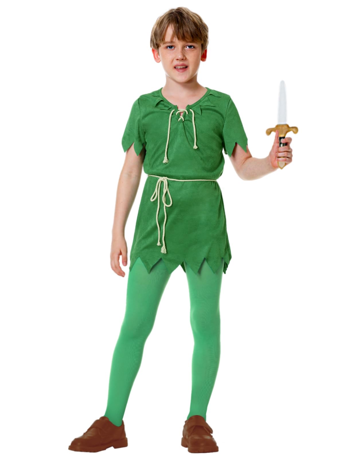 Remimi Boy Peter Pan Dress Girls Halloween Tunic Green Peter Clothing 11-12 Years