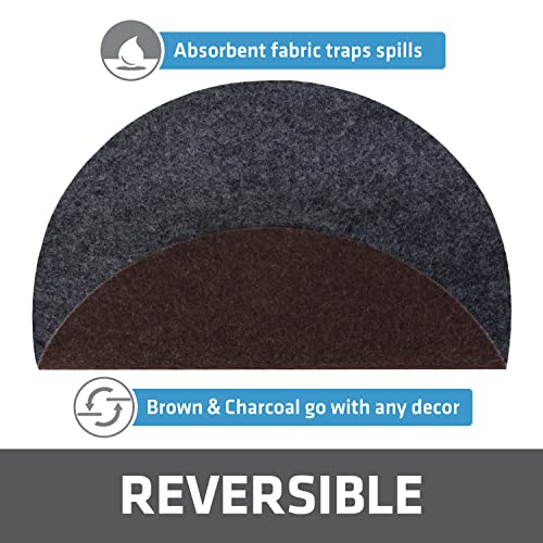 Drymate Plant Coaster Mat Reversible, Charcoal/Brown, (12 Inch), (Set of 2), Round/Fabric, Absorbent/Waterproof - Protects Surfaces, Contains Liquids (USA Made)