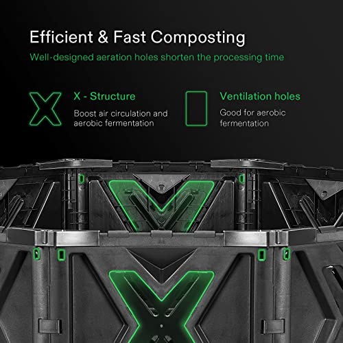 VIVOSUN Compost Bin 720L (190 Gallon), Outdoor Composter with Rainproof Cloth & X-Shaped Construction; Compost Barrel for Fast Creation of Fertile Soil