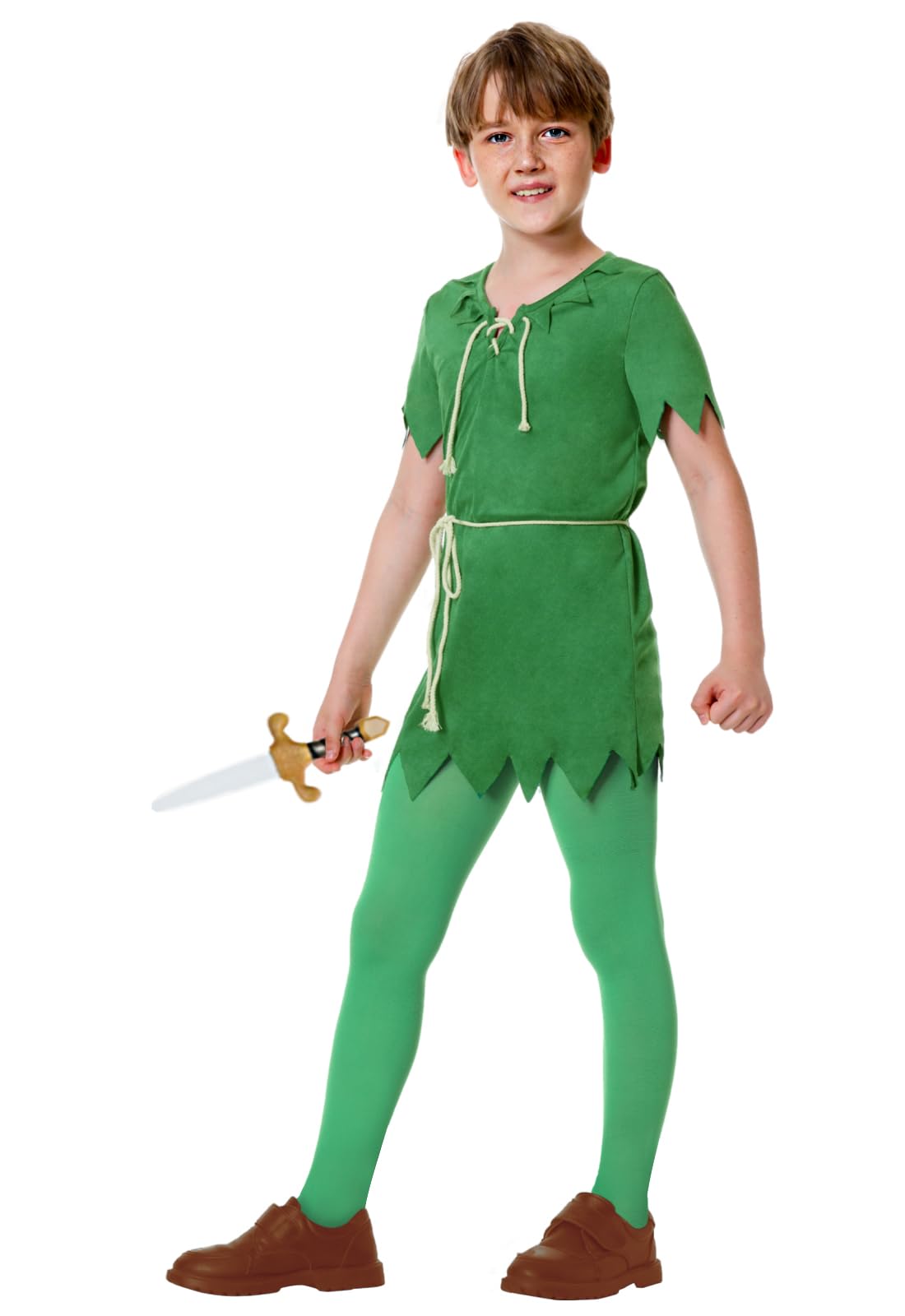 Remimi Boy Peter Pan Dress Girls Halloween Tunic Green Peter Clothing 11-12 Years