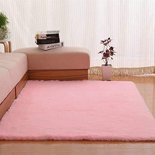 BESTORI Soft Solid Color Area Rug Bedroom Plush Carpet Living Room Home Decor Blanket Pink 23x15 inch