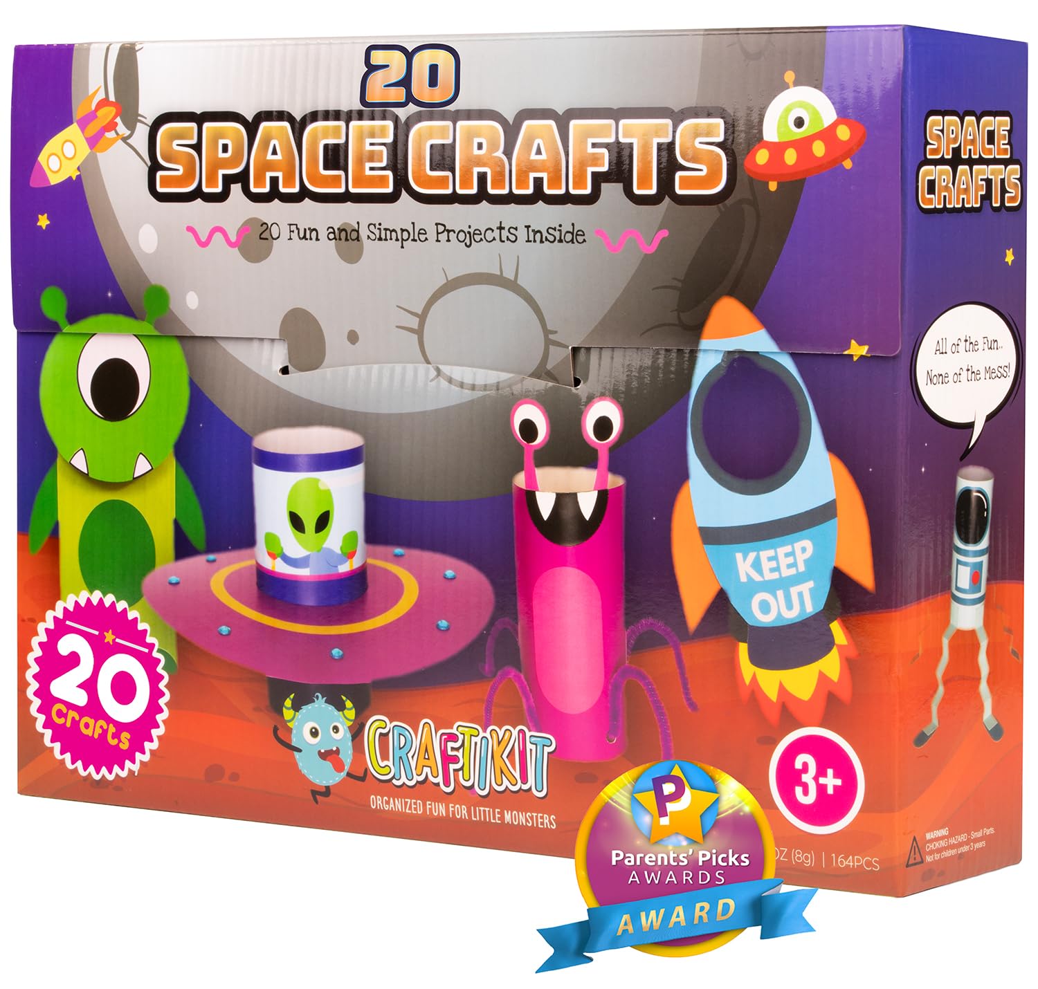 Craftikit® 20 Award-Winning Space Arts and Crafts for Kids - 20 Simple All-Inclusive Fun Toddler Craft Kit for Kids, Organized Crafts for Toddlers Ages 3-10, Galaxy-Themed Kids Craft Activities