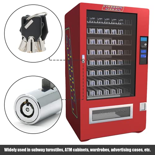 Qjaiune Universal Vending Machine Lock and Key, Soda Machine Lock with Tubular Keyway, Snack Machine Lock Candy Machine Lock Replacement for Coke Machine, Gumball Machine (Keyed Alike)