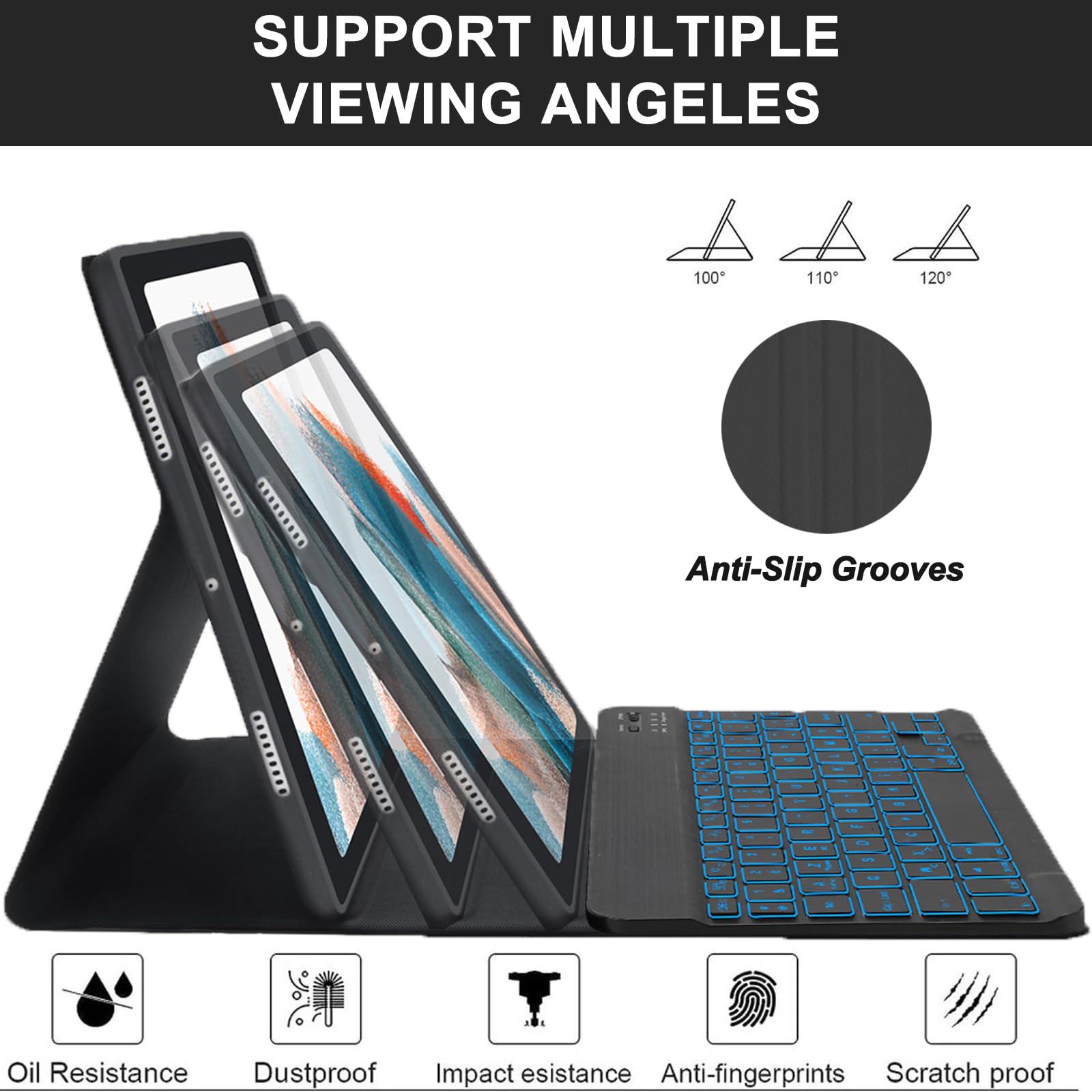 FARYODI for New iPad Air 13 Inch Keyboard Case M2 (2024), iPad Pro 12.9 (2022/2021, 6th/5th/4th Gen), 7 Color Backlit, Wireless Detachable Keyboard, Smart Folio Cover with Pencil Holder,Black