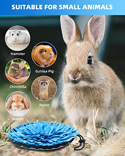 Rabbit Foraging Mat, Interactive Feed Game for Boredom, Small Pet Puzzle Toy, OVMKOV 9.44" x 9.44" Polar Fleece Snuffle Pad Bed Nosework Feeding Mat for Bunny Hamster Guinea Pigs Ferrets Chinchillas