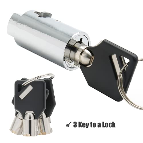 Qjaiune Universal Vending Machine Lock and Key, Soda Machine Lock with Tubular Keyway, Snack Machine Lock Candy Machine Lock Replacement for Coke Machine, Gumball Machine (Keyed Alike)