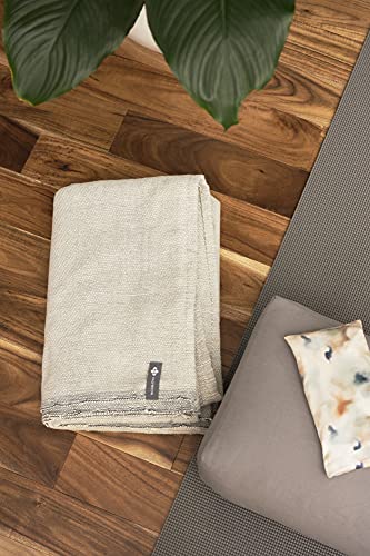 Halfmoon Cotton Yoga Blanket | 60β x 80β - Handwoven Soft & Large Throw Blankets for Home Decor, Yoga Practice, Camping, Outdoors, Travel, Meditation & Room Decor (Melange Carbon)