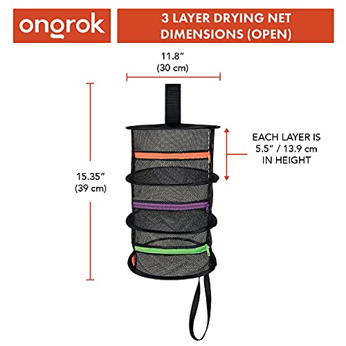 ONGROK Mesh Drying Rack, 3 Tier, Hanging Herb Drying Net, Plant Dryer Tent