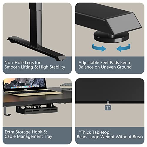 Tangkula Electric Dual Motor Standing Desk, 48 x 30 Inch Height Adjustable Sit Stand Computer Workstation w/ 3 Position Memory Controller, Anti-Collision Design, 1" Thick Tabletop, Home Office Desk