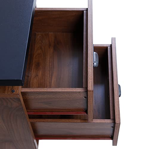 MODERION Computer Desk for Home Office with 4 Large Drawers, Rustic Wood Writing Study Table with Metal Frame, 59β x 21.7β x 29.5β, Easy Assembly, Brown and Black CTSZ20401WACM