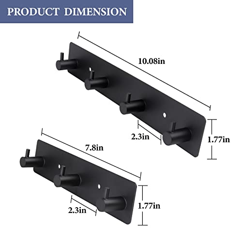 Bathroom Towel Hook Rack Coat Hook Row Hook 304 Stainless Steel,Wall Organizer for Bedroom,Towel Hooks for Bathrooms,Door Hooks for Hanging (Black1)