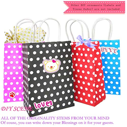 ADIDO EVA Small Polka Dot Gift Bags Black Kraft Paper Bags with Handles for Party Favors (8.2 x 6 x 3.1 In 12 PCS)