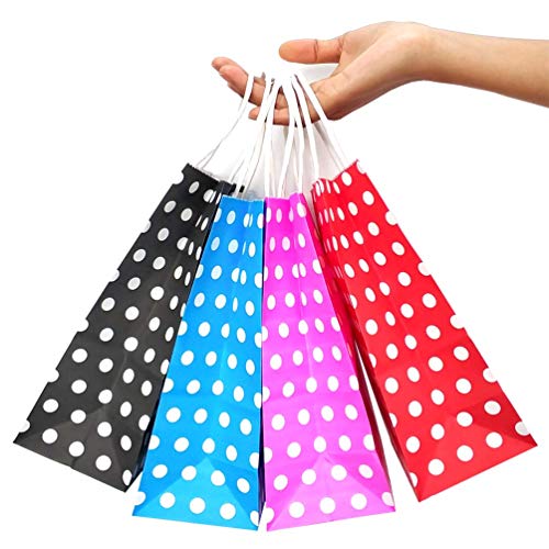 ADIDO EVA Small Polka Dot Gift Bags Black Kraft Paper Bags with Handles for Party Favors (8.2 x 6 x 3.1 In 12 PCS)