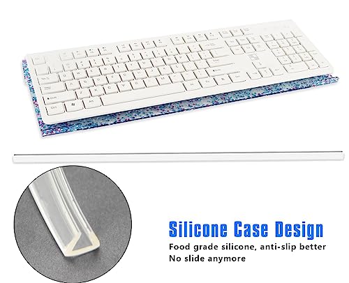 Cityjoy Computer Keyboard Stand Titled PC Gaming Keyboard Stand Riser with Silicone Anti-Slip Case, Acrylic Keyboard Tray Holder for Ergonomic Typing Working at Home and Office (LJ013A Blue)