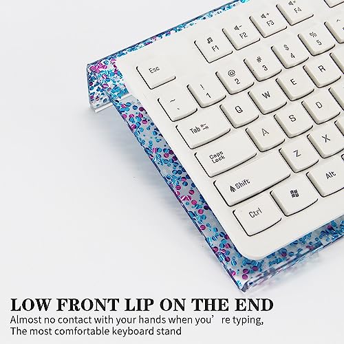 Cityjoy Computer Keyboard Stand Titled PC Gaming Keyboard Stand Riser with Silicone Anti-Slip Case, Acrylic Keyboard Tray Holder for Ergonomic Typing Working at Home and Office (LJ013A Blue)