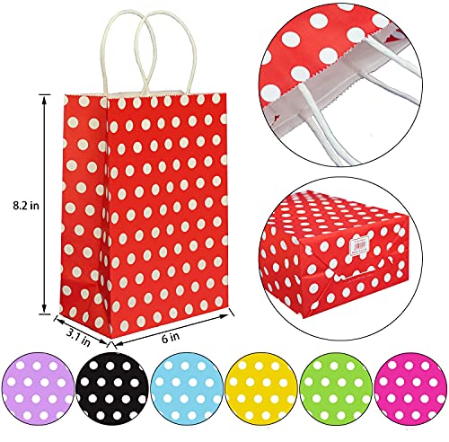 ADIDO EVA Small Polka Dot Gift Bags Black Kraft Paper Bags with Handles for Party Favors (8.2 x 6 x 3.1 In 12 PCS)