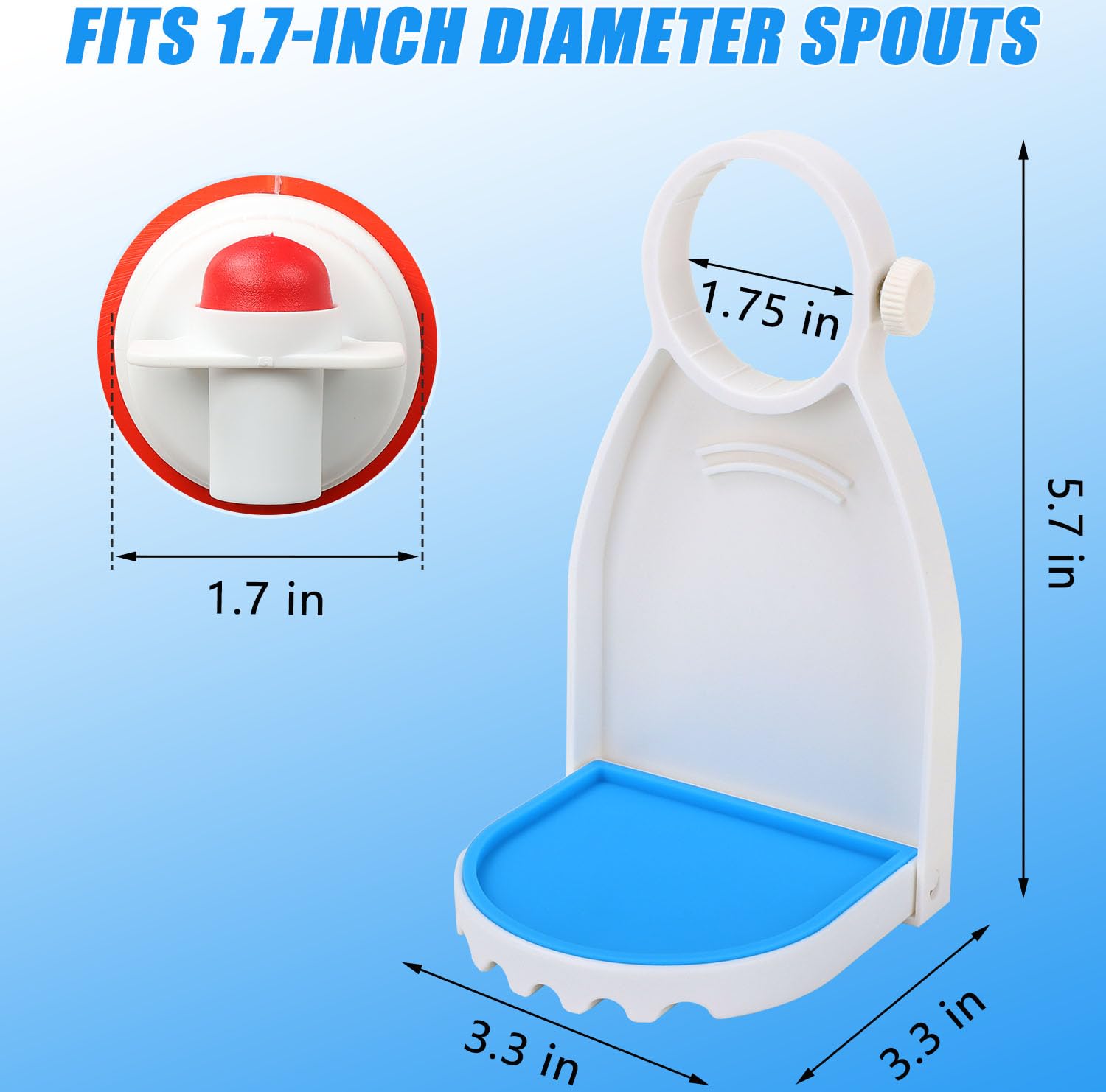 HINSOCHA Laundry Detergent Cup Holder & Drip Tray (2-Pack), No-Mess Drip Catcher with Fixed Screw and Removable Silicone Mat, Blue