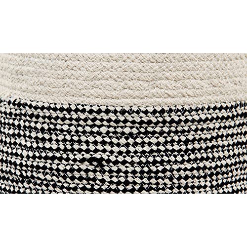 Super Area Rugs Farmhouse Plant Basket/Planter Multi Purpose Open Top Bin with Handles, Cotton Rope Basket, 8-inch, 10-inch and 12-inch Black & White