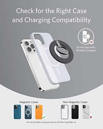 Anker Magnetic Phone Grip (MagGo), 610 Magnetic Phone Ring Holder, Adjustable Kickstand, Only for iPhone 14/14 Pro/14 Pro Max/14 Plus/13/13 Pro/13 Mini/13 Pro Max/12/12 Pro/12 Mini/12 Pro Max
