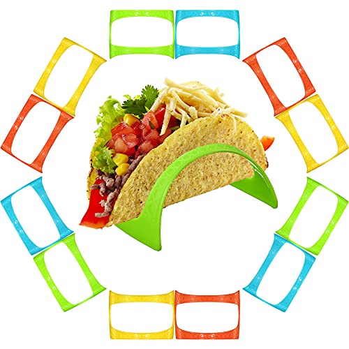 48 Pieces Taco Holder Stands Plastic Taco Plates Colorful Shell Holder Taco Racks Kitchen Taco Trays Serving Taco Stands for Microwave and Dishwasher Taco Bar Taco Party Supplies
