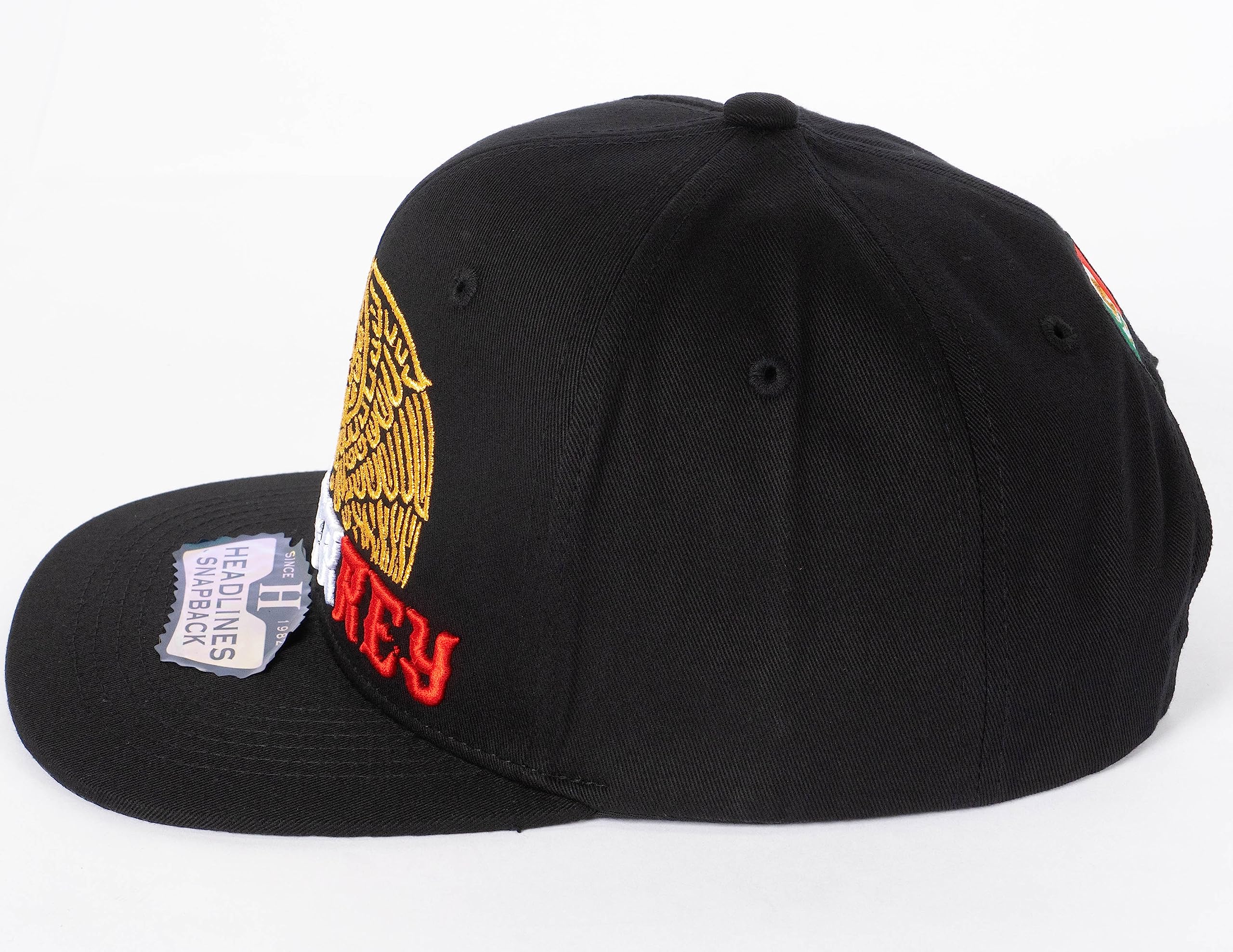 Mexican Hat Mexico State Federal Name Embroidered Snapback Flat Bill Baseball Cap (State-Monterrey) Black