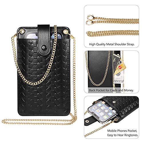 YICHEEY Cell Phone Purse Wallet Small Crossbody Bags for Women Mini Shoulder Bag with Card Slot (Black)
