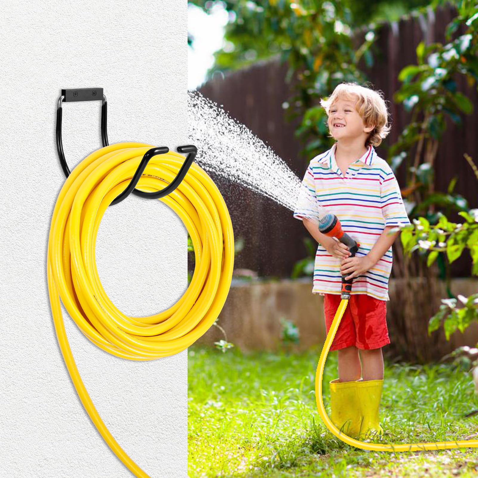 Yoniccal Garden Hose Holder Water Hose Hanger Wall Mounted,304Stainless Steel Solid Hose Hook Holds Up to 150Ft Garden Hose, Expandable Hose, Water Hose Orange