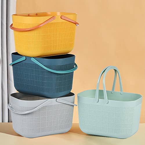 Haundry Plastic Shower Caddy Basket, Hanging Bathroom Dorm Organizer with Handle, Portable Storage Caddy Tote Bin for Tool, Garden, Kitchen, Cleaning Supplies, Dark Blue