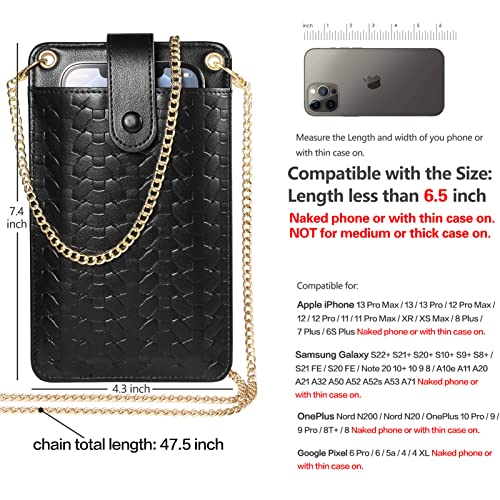 YICHEEY Cell Phone Purse Wallet Small Crossbody Bags for Women Mini Shoulder Bag with Card Slot (Black)