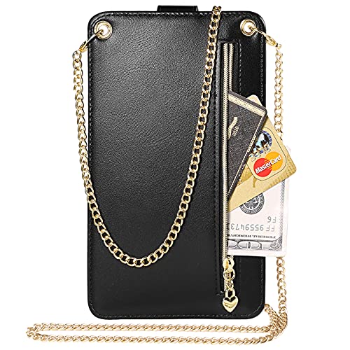 YICHEEY Cell Phone Purse Wallet Small Crossbody Bags for Women Mini Shoulder Bag with Card Slot (Black)