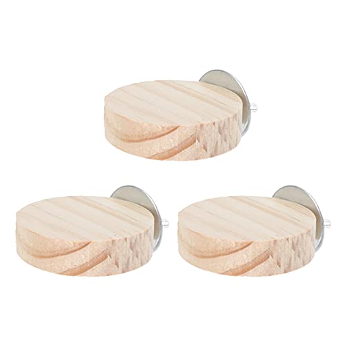 cabilock Climbing Toys 3pcs Bird Wood Platform Parrot Perch Stand Playground Cage Corner Shelf Board for Conures Budgies Hamster Gerbil Rat 5. 5cm Round Bird Cage