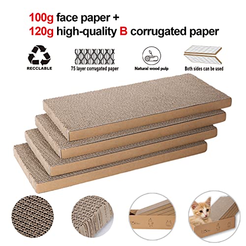 4 Packs in 1 Cat Scratch Pad with Box , Cat Scratcher Cardboard,Reversible,Durable Recyclable Cardboard, Suitable for Cats to Rest, Grind Claws and Play with Scratch Box