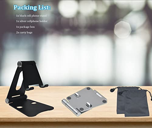 PJYU Foldable Cell Phone Stand, Adjustable Phone Stand Aluminum Alloy Mobile Phone Holder Compatible with All Phones, Tablets and E-Reader Under 11"