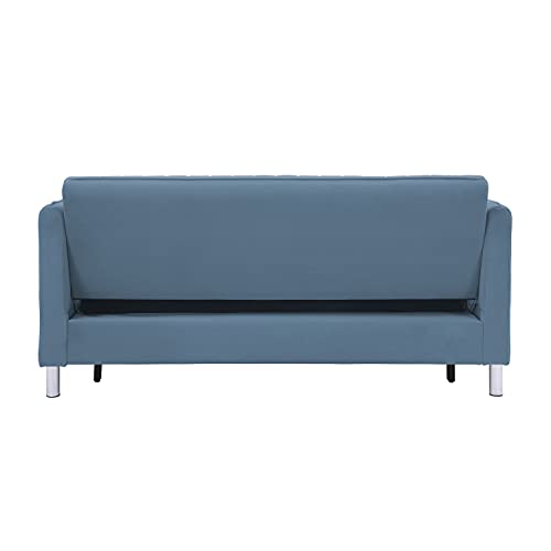 Lexicon Oakhill Velvet Convertible Studio Sofa with Pull-Out Bed, 72" W, Blue