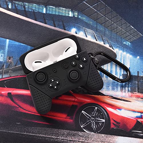 AIRSPO AirPods Pro Case 3D Cute Cartoon Silicone AirPod Pro Case Cover Funny Game Controller Protective Skin for AirPods Pro with Keychain for Girl Boys Teens(Black)