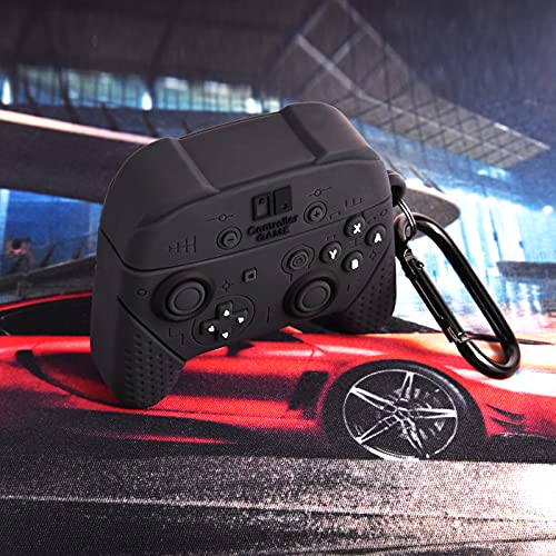AIRSPO AirPods Pro Case 3D Cute Cartoon Silicone AirPod Pro Case Cover Funny Game Controller Protective Skin for AirPods Pro with Keychain for Girl Boys Teens(Black)