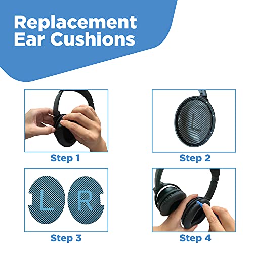 Premium Headphones Replacement Ear Pads for Bose QC25 Quiet Comfort, QC 15, SoundTrue, SoundLink AE2 - Bose Headphones Replacement Parts - Blue/Black