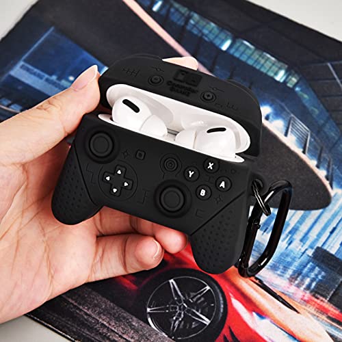AIRSPO AirPods Pro Case 3D Cute Cartoon Silicone AirPod Pro Case Cover Funny Game Controller Protective Skin for AirPods Pro with Keychain for Girl Boys Teens(Black)