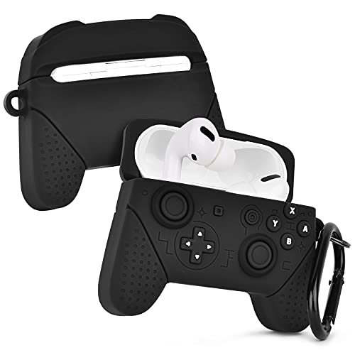 AIRSPO AirPods Pro Case 3D Cute Cartoon Silicone AirPod Pro Case Cover Funny Game Controller Protective Skin for AirPods Pro with Keychain for Girl Boys Teens(Black)
